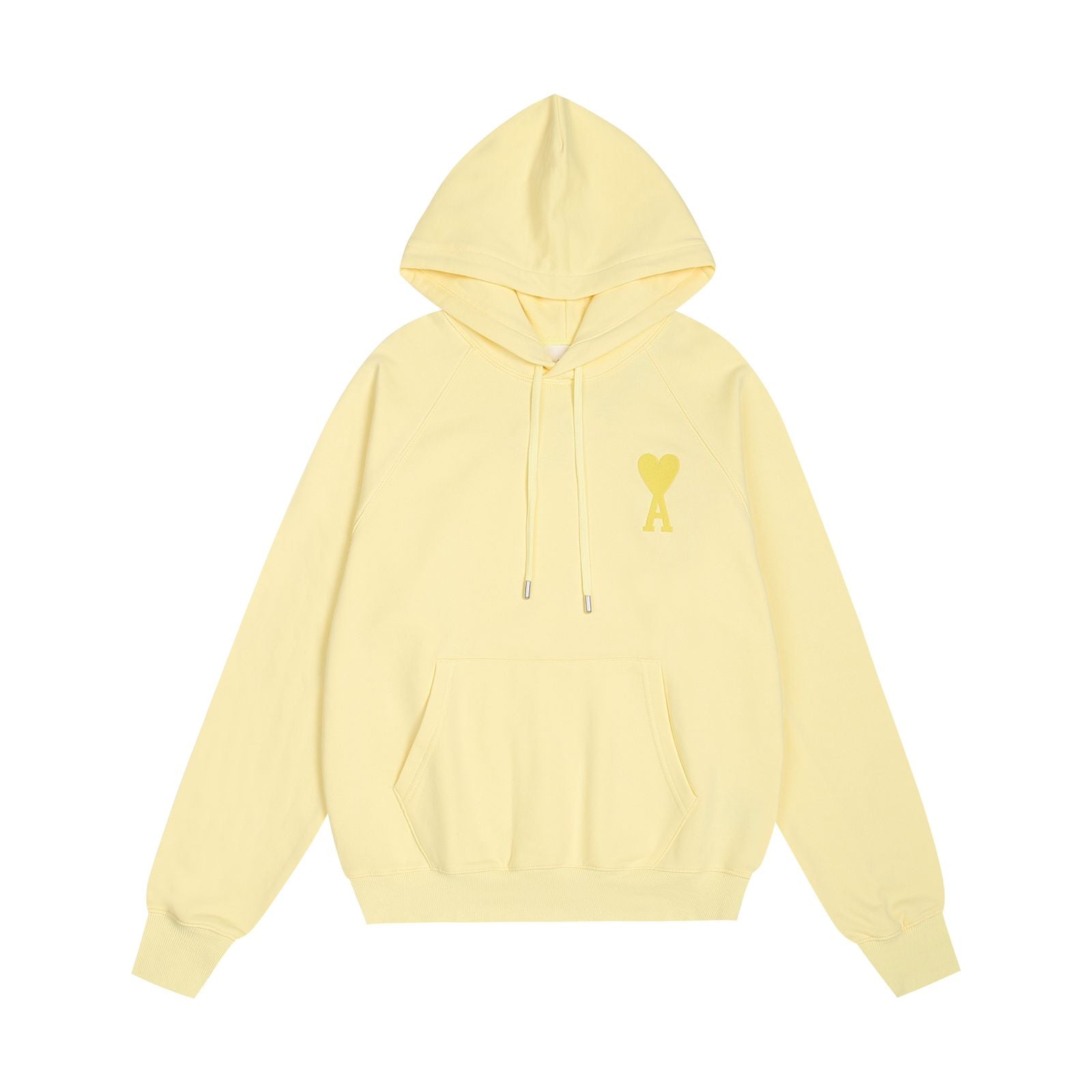 AMI PARIS || Heart Wool Long Sleeves Logo Designers Pale Yellow Hoodie ...