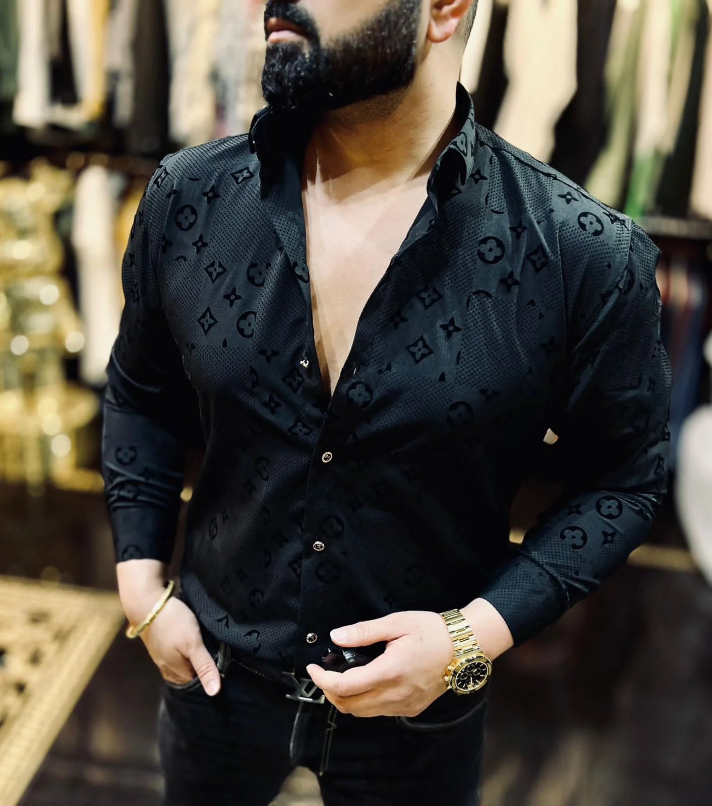 LOUIS VUITTON || High End Quality Self Emboosed Valvet Flocking Fabric ...